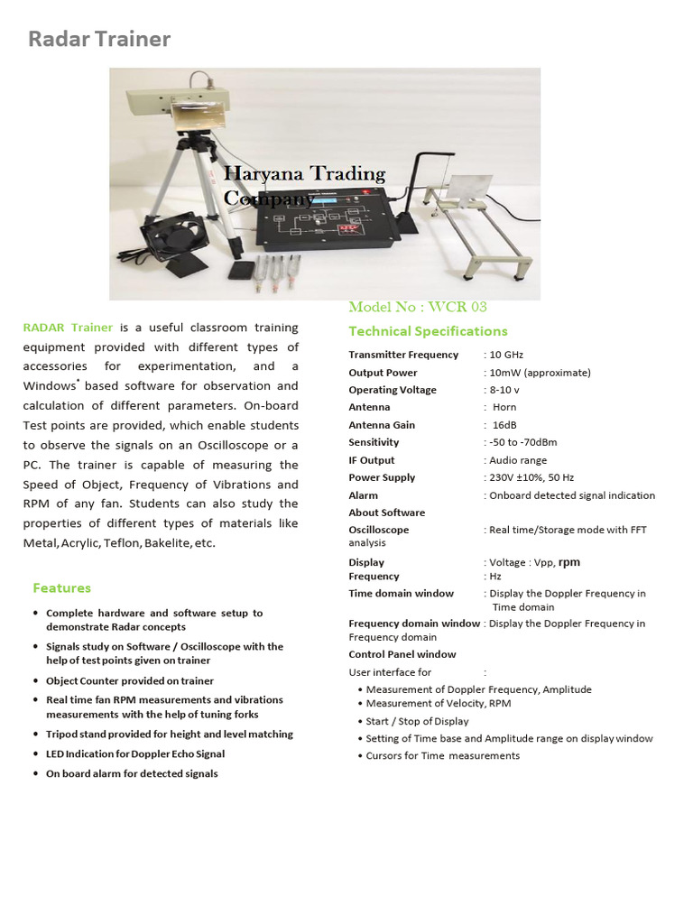 HTC Radar Trainer Kit WCR 03 | PDF | Radar | Frequency