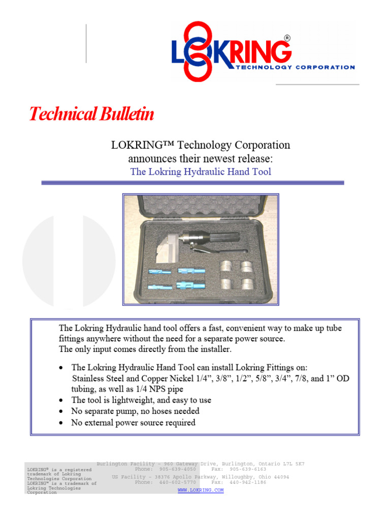 Lokring Handtool Bulletin | PDF | Pipe (Fluid Conveyance ...