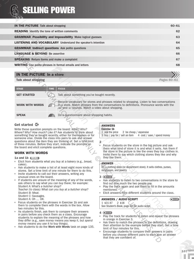 Go Beyond Level 3 Teachers Book Sample | PDF | Question | Receipt