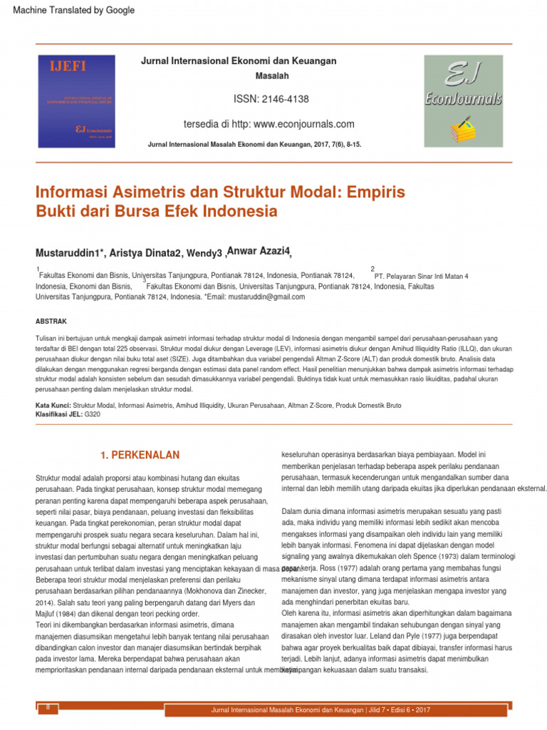 2b. Capital Structure Dan Informasi Asimetri | PDF