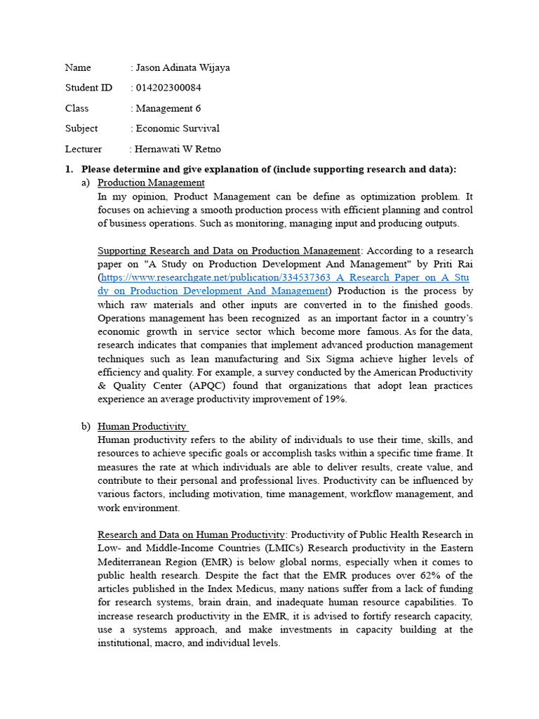 Adinata's Insights on Production Management | PDF | Sustainability ...