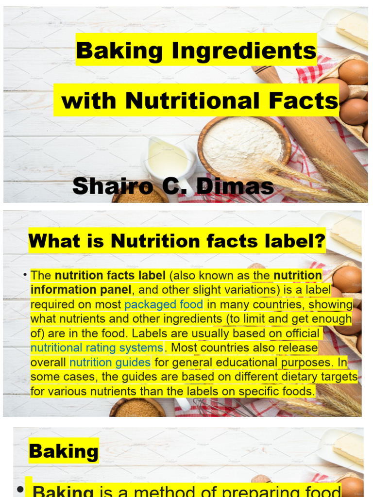 Baking Ingredients With Nutritional Facts 1 | PDF | Foods | Nutrition ...