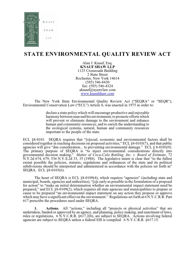 Overview of SEQRA Regulations | PDF | Environmental Impact Assessment ...