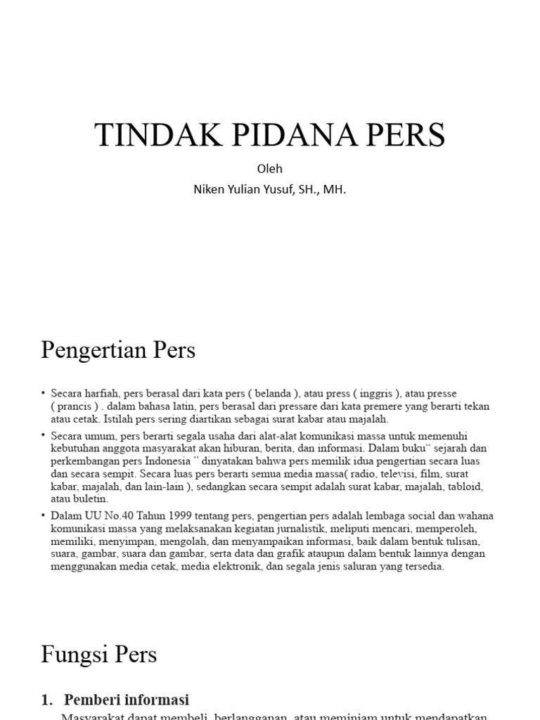 Tindak Pidana Pers 1 | PDF