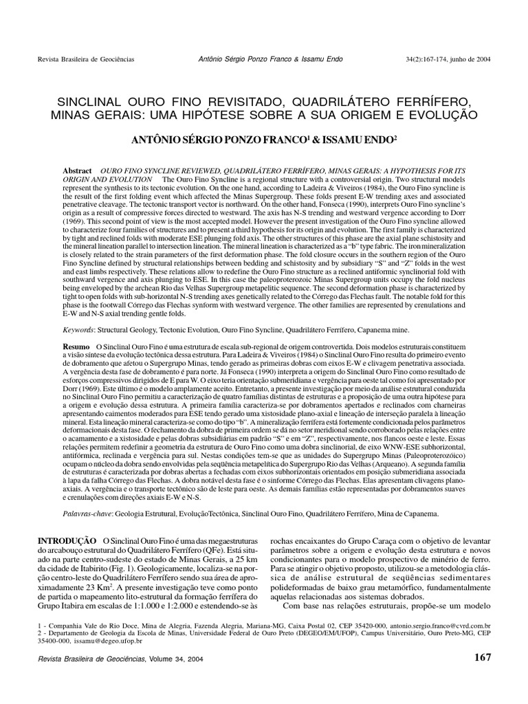 Sinclinal Ouro Fino | PDF | Geology | Structural Geology