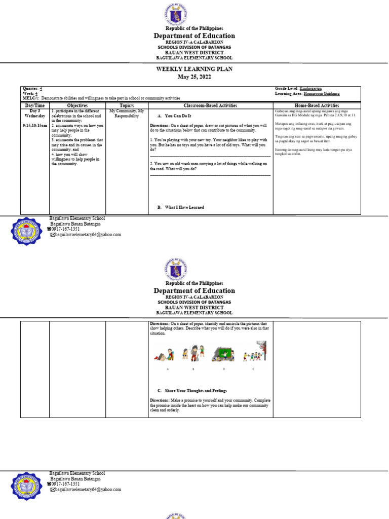KINDER WLP Q4 Week 4 HG Real | PDF | Wellness