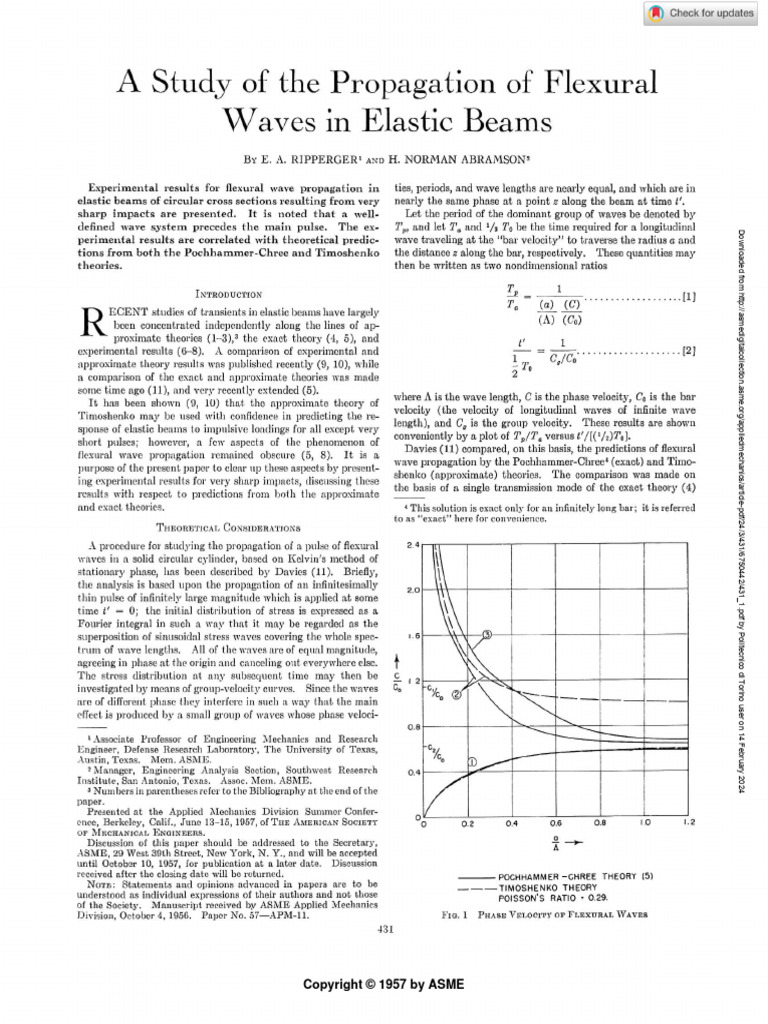 A Study of The Propagation of Flexural Waves in Elastic Beams | Download Free PDF | Waves ...