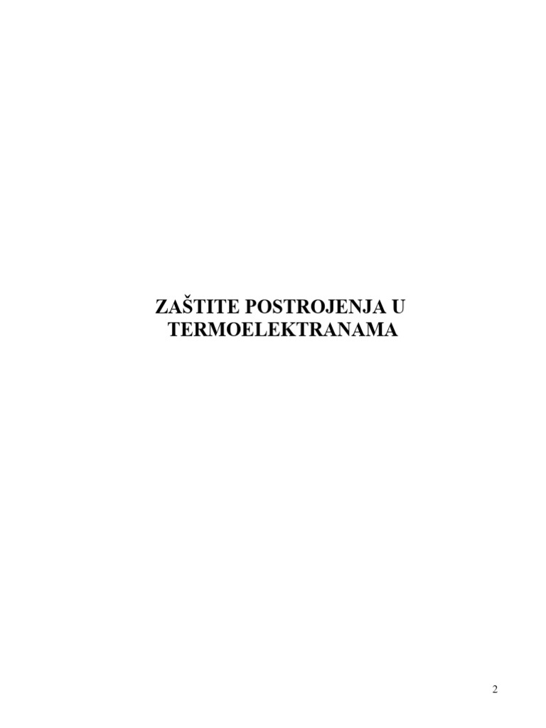 Zaštite Postrojenja U Termoelktranama | PDF