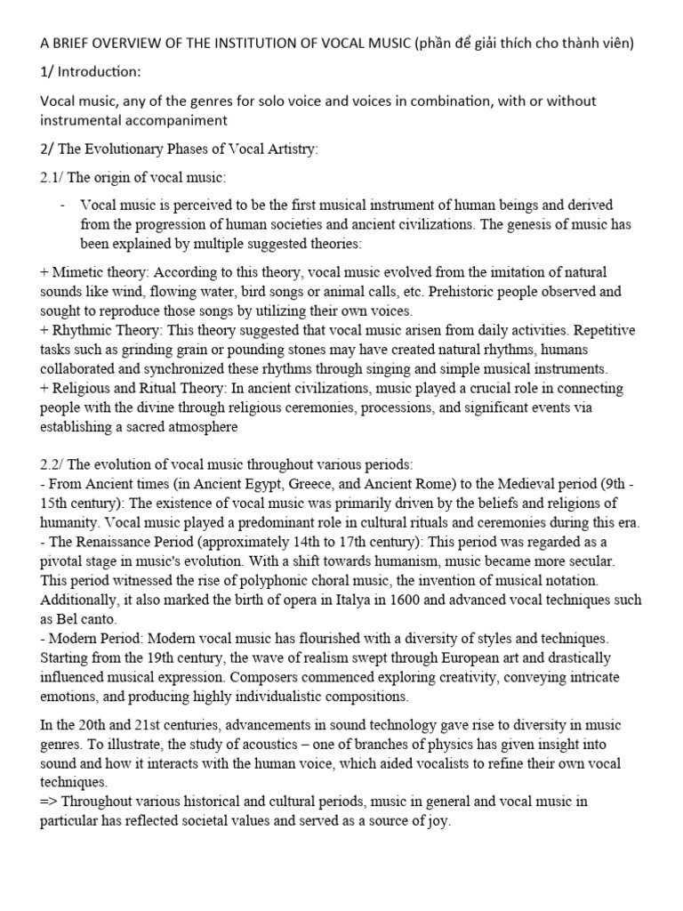 A Brief Overview of The Institution of Vocal Music | PDF | Rhythm ...