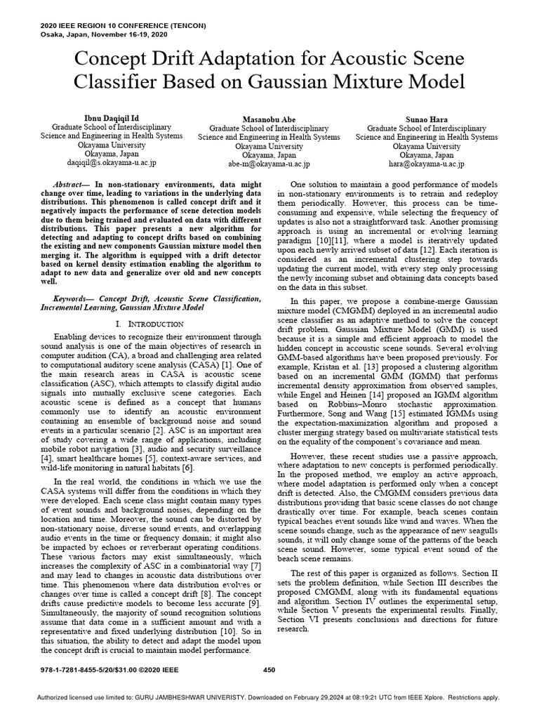 Concept Drift Adaptation For Acoustic Scene Classifier Based On Gaussian Mixture Model | PDF ...