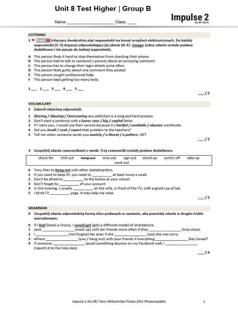 Unit 8 Test Higher B | PDF