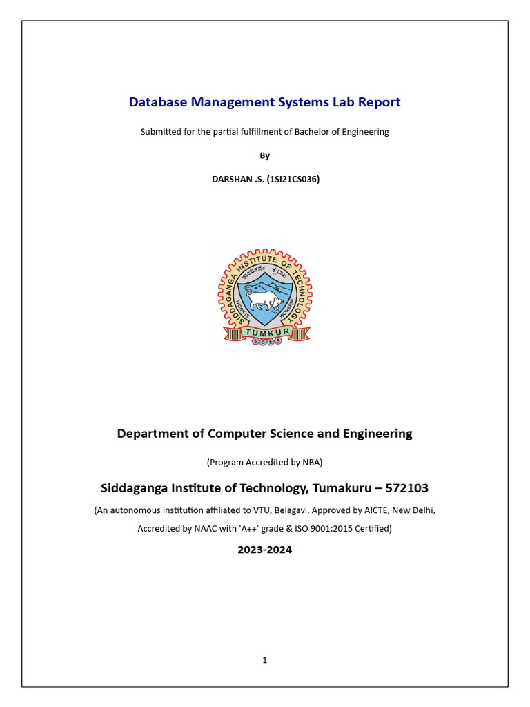 Dbms Darshan Report | PDF | Data Management Software | Data Management