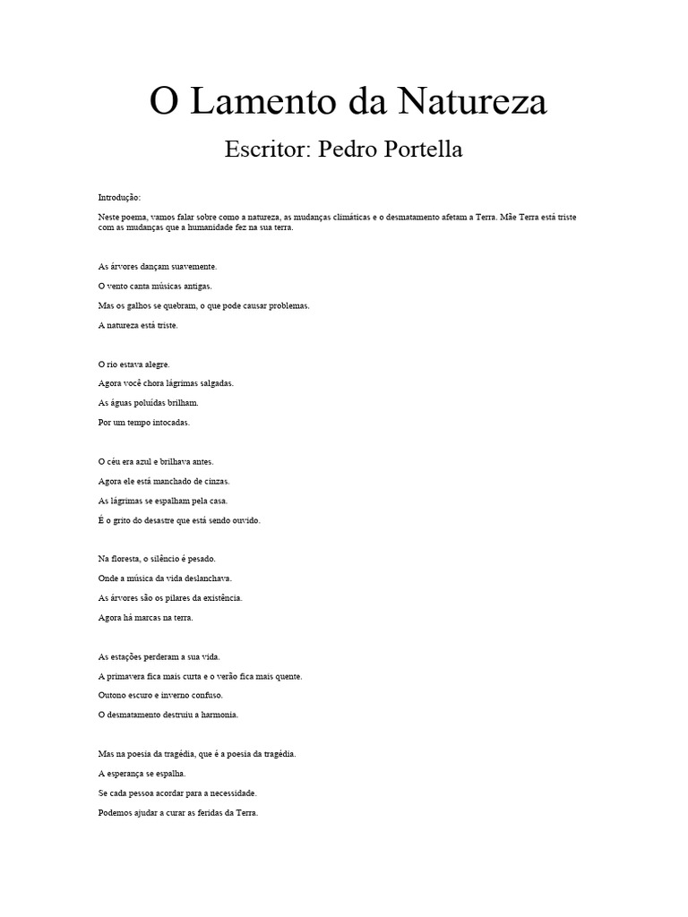 Lamento da Natureza e Desmatamento | PDF