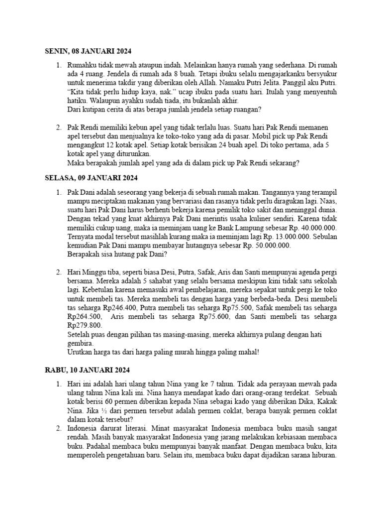 Literasi Numerasi Kombel Bindo | PDF