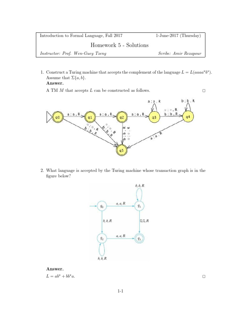 Homework 5 Solutions | PDF | Theoretical Computer Science | Computer Engineering