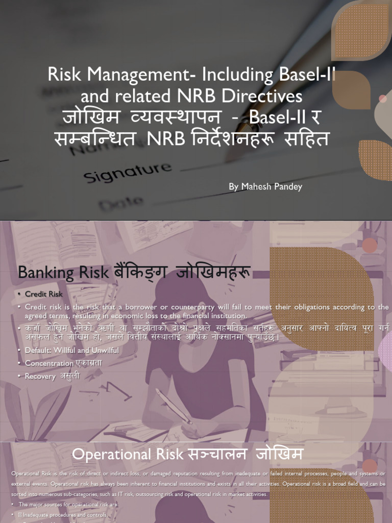 Risk Mgmt-Including Basel II and NRB Directives | PDF | Financial Risk ...
