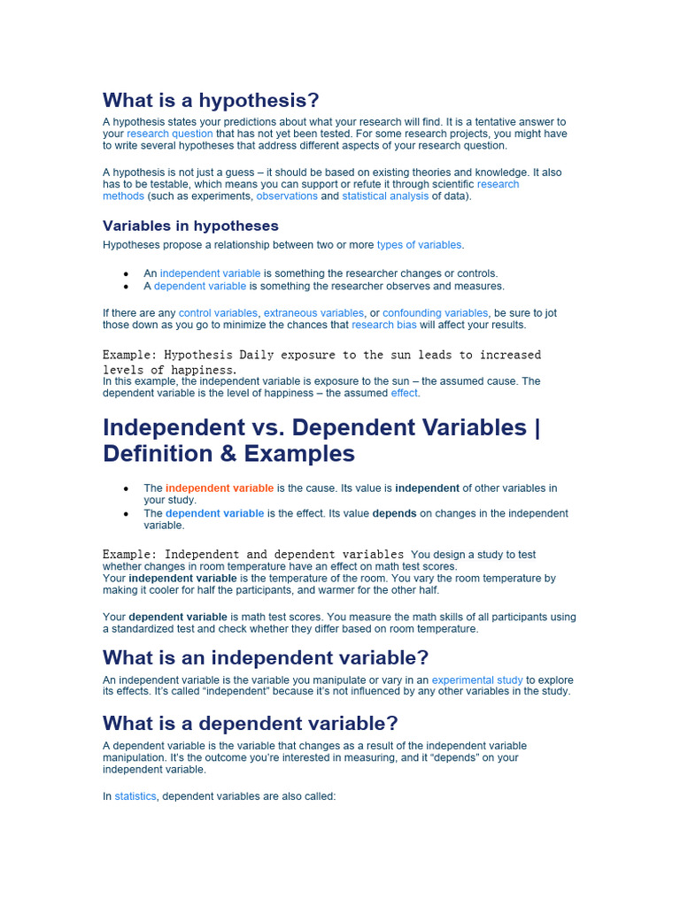 What Is A Hypothesis | PDF | Dependent And Independent Variables ...