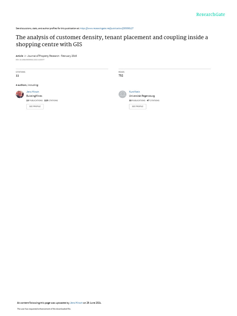 The Analysis of Customer Density, Tenant Placement and Coupling Inside ...