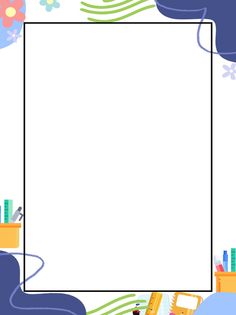 Cute Pastel Blue School Themed Page Border Design Template | PDF