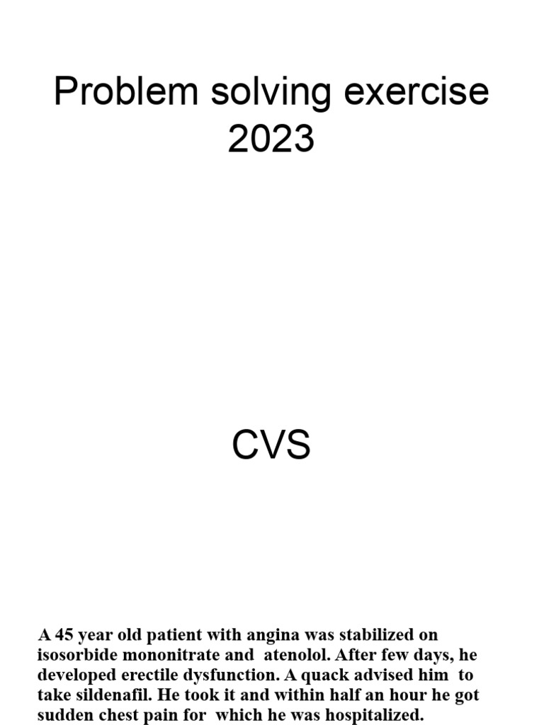 Problem Solving Exercise | PDF | Clinical Medicine | Medicine