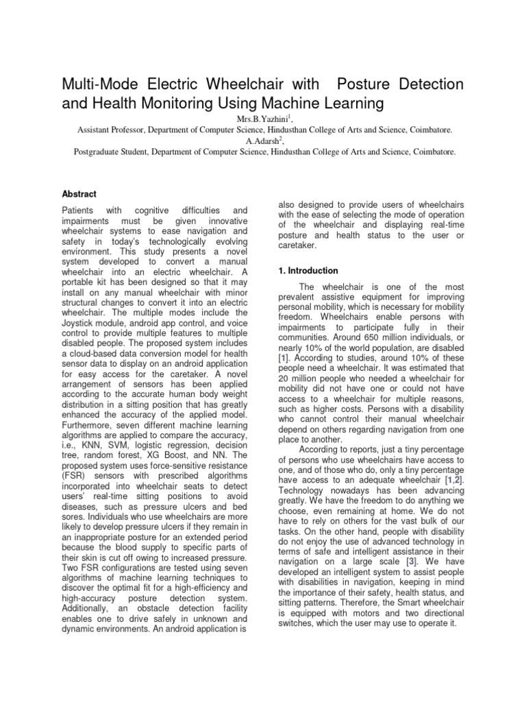 Multi-Mode Electric Wheelchair | PDF | Support Vector Machine | Wheelchair