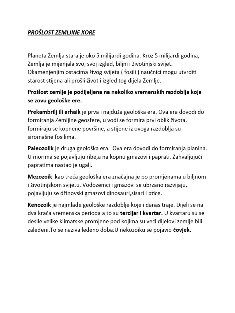 Prošlost Zemljine Kore | PDF