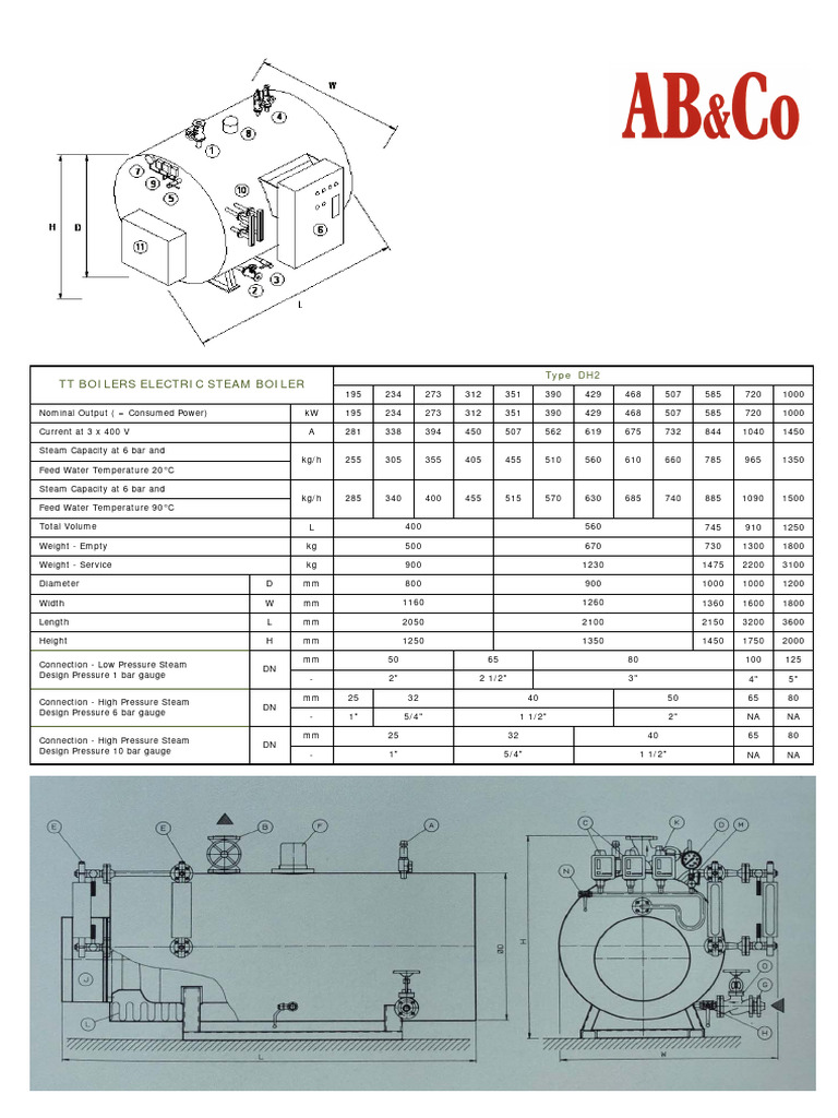 Weight Dimensions DH2 | PDF | Steam | Boiler