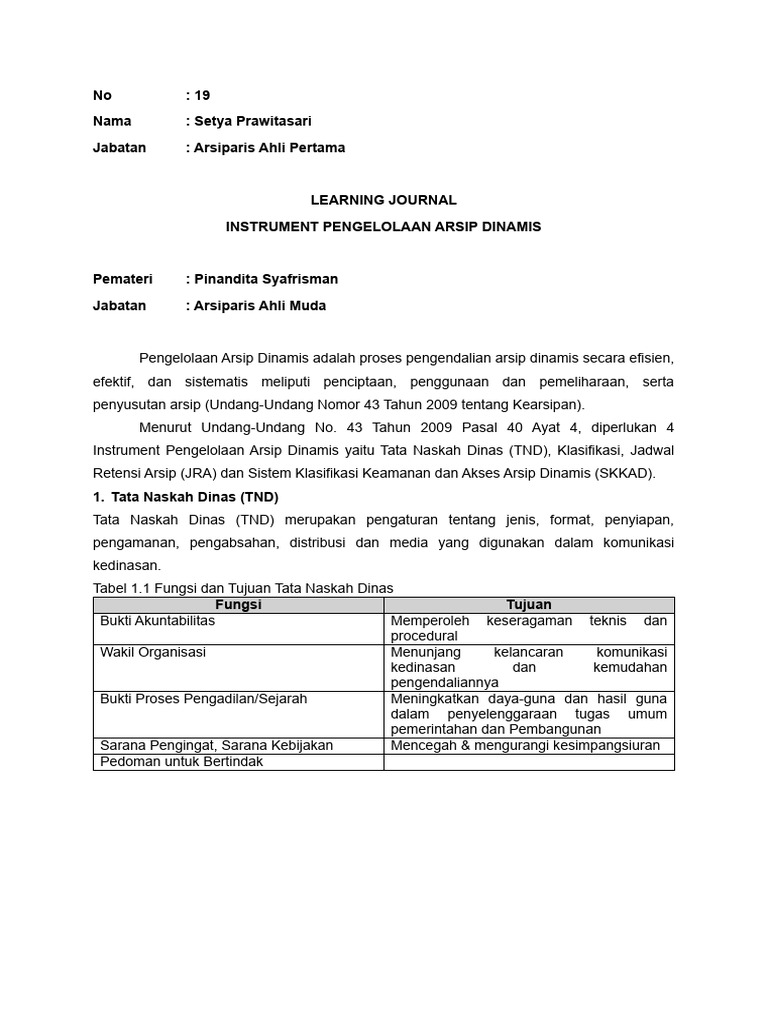 Instrumen Pengelolaan Arsip Dinamis | PDF