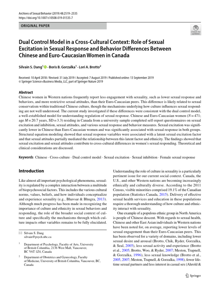 Role of Sexual Excitation in Sexual Response and Behavior Differences ... Role of Sexual Excitation in Sexual Response and Behavior Differences ...