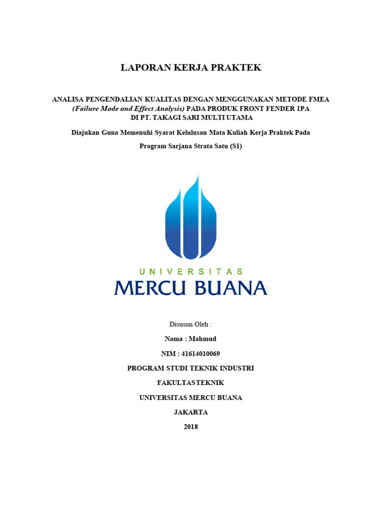 ANALISA PENGENDALIAN KUALITAS DENGAN MENGGUNAKAN METODE FMEA (Failure ...