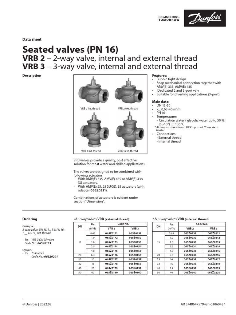 Danfoss VRB 2 - VRB 3 (2022) | Download Free PDF | Valve | Pressure