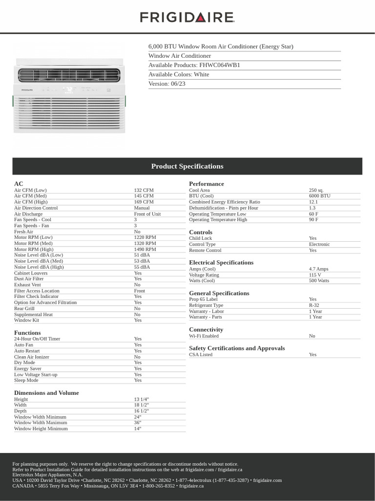 Product Specifications | PDF | Air Conditioning | Manufactured Goods