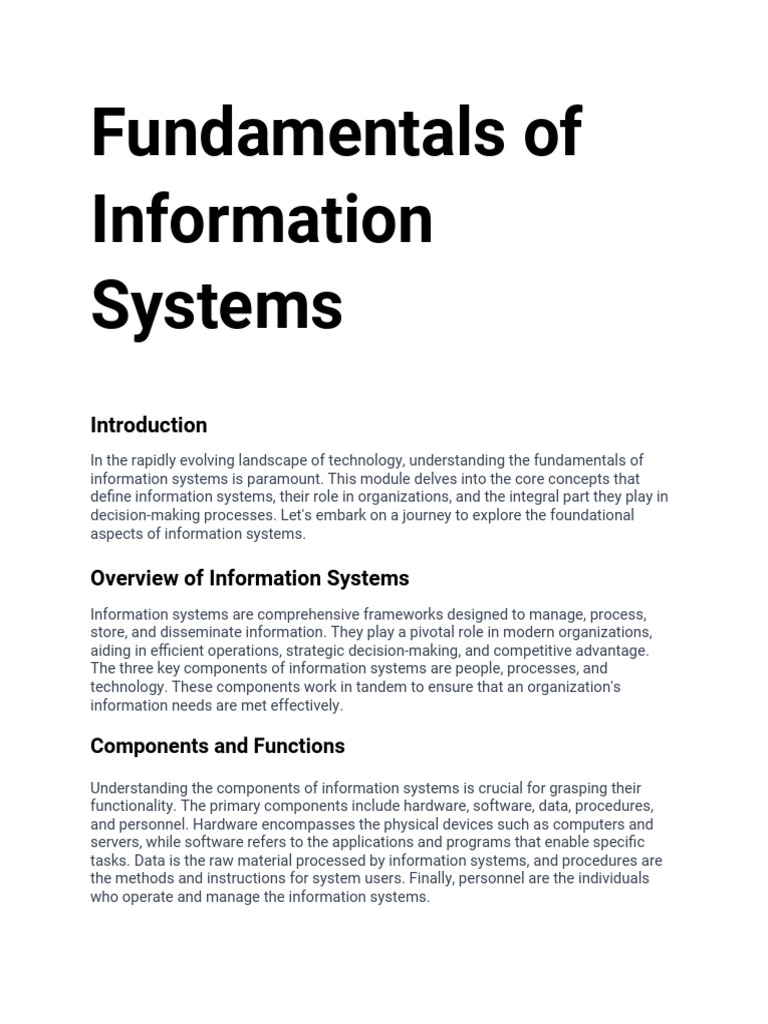 Fundamentals of Information Systems | PDF | Information System | Databases