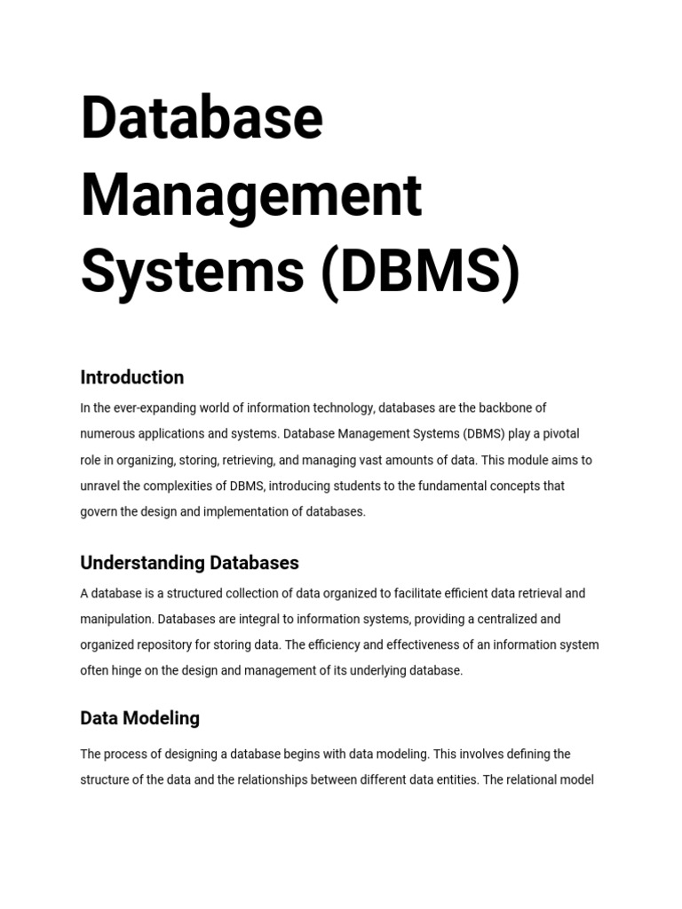 Database Management Systems (DBMS) | PDF | Databases | Relational Database