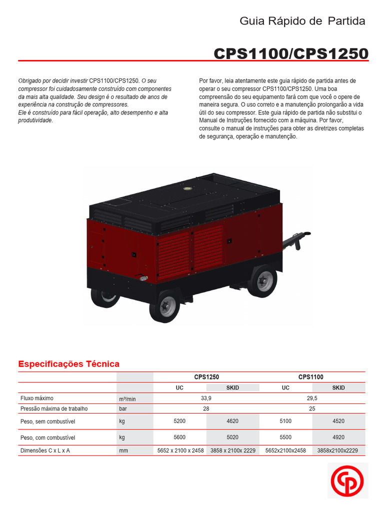 Guia de Partida para Compressors CPS1100/CPS1250 | PDF | Motores ...