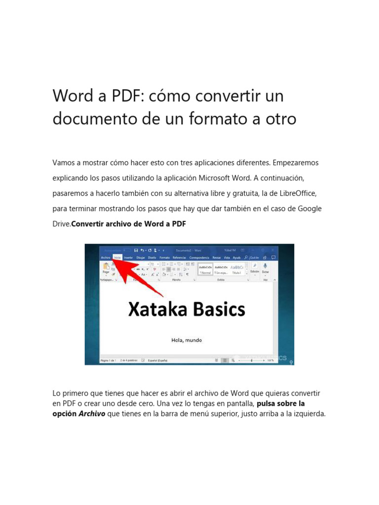 Convertir Word a PDF Fácilmente | PDF | Microsoft Word | Archivo de ...