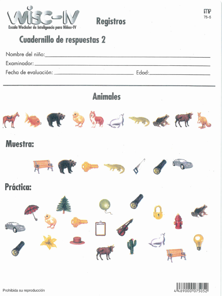 Cuadernillo de Respuestas 2 Wisc | PDF