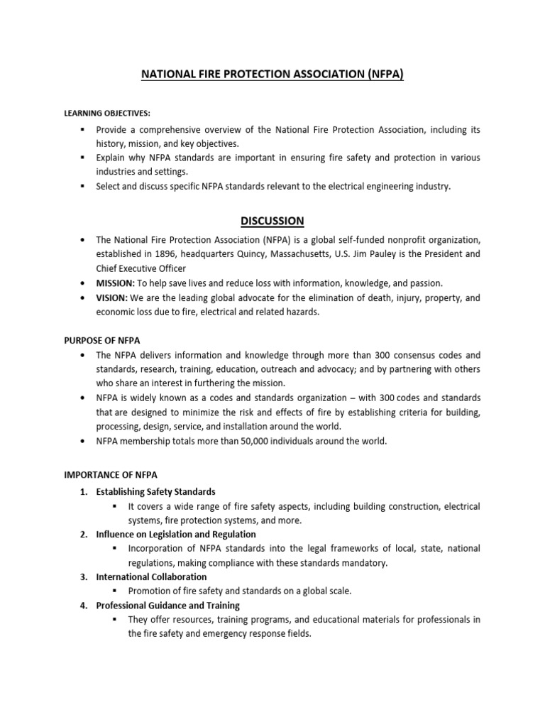 NFPA - Discussion | PDF | Fire Safety | Electrical Wiring