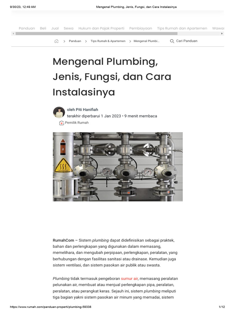 Panduan Plumbing untuk Pemilik Rumah | PDF