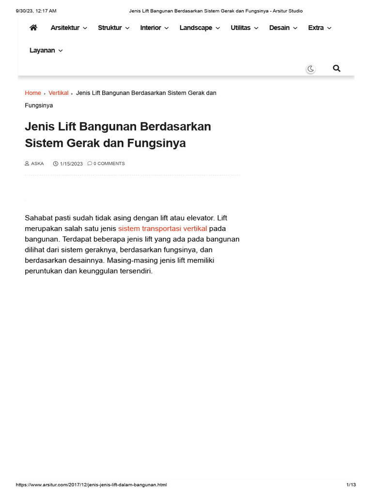 Jenis Lift Bangunan Berdasarkan Sistem Gerak Dan Fungsinya - Arsitur ...