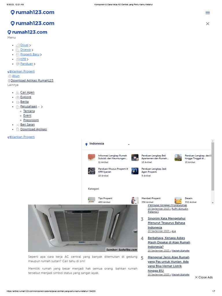 Komponen & Cara Kerja AC Central Yang Perlu Kamu Ketahui | PDF