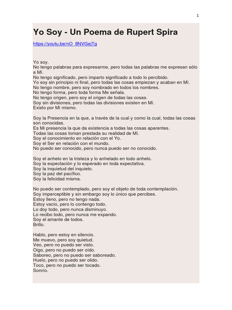 Poema "Yo Soy" de Rupert Spira | PDF | Amor