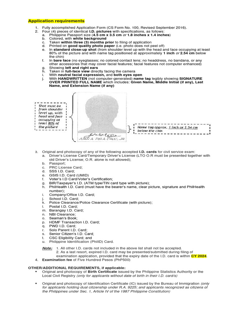 Exam Requirements | PDF | Identity Document | Government And Personhood