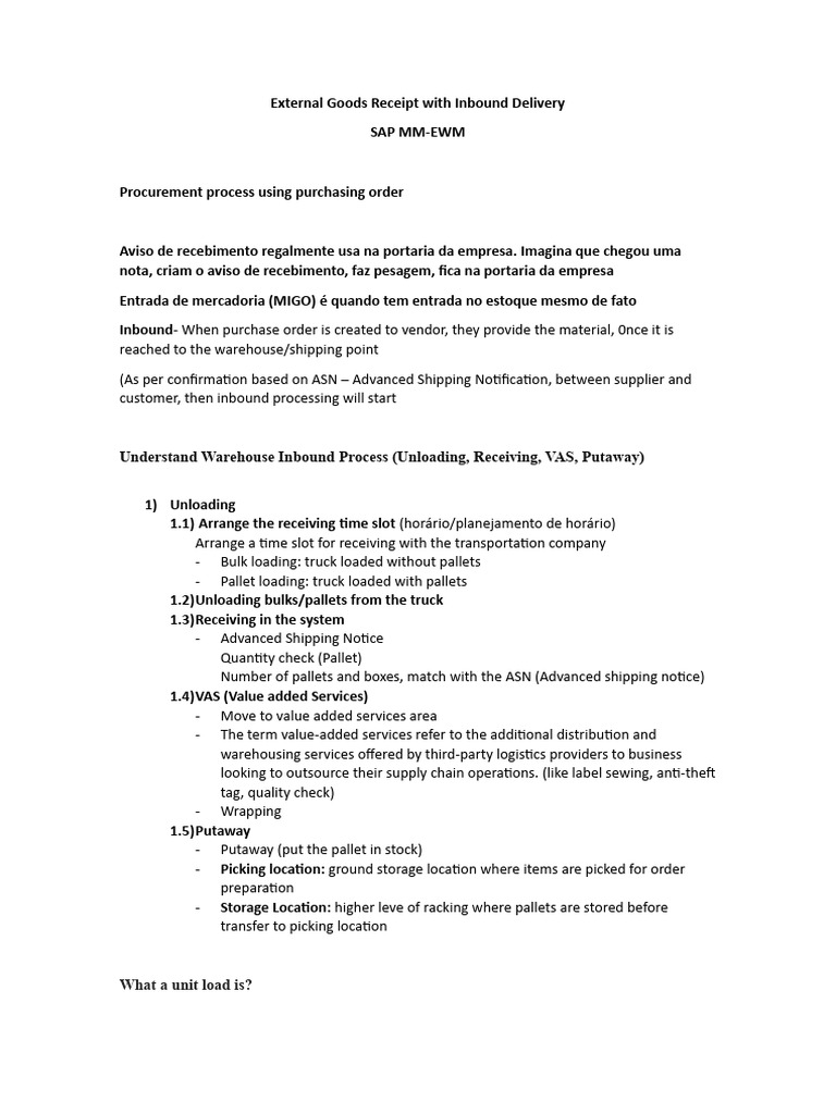 External Goods Receipt With Inbound Delivery | PDF | Electronic Data ...