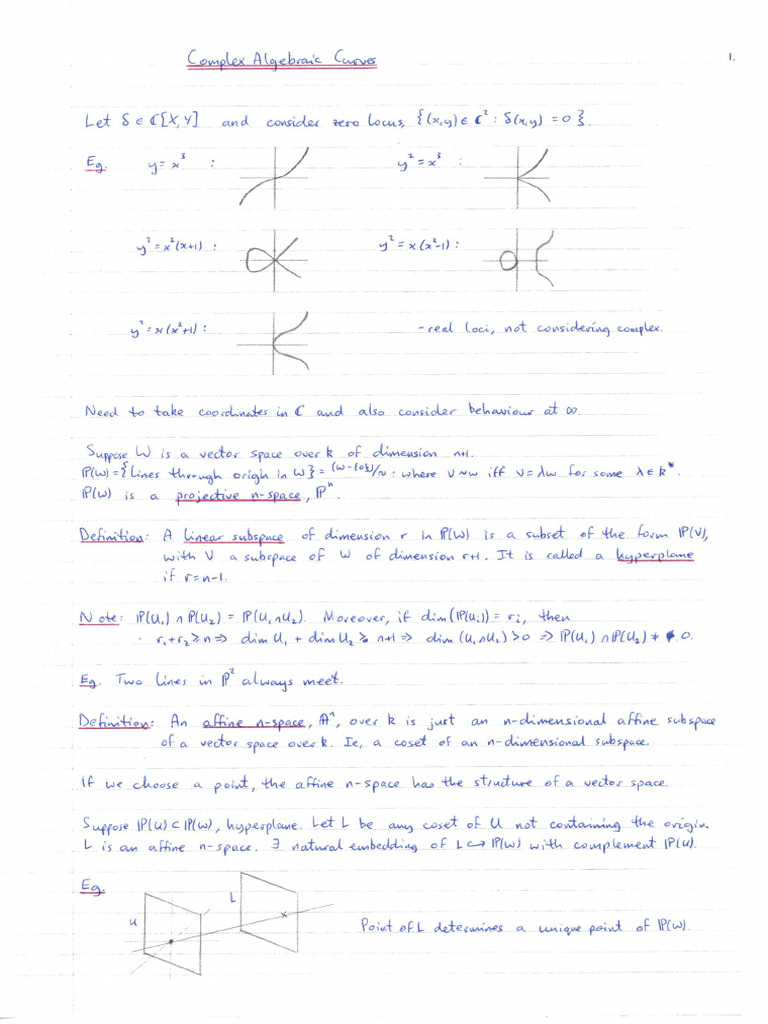 Complex Algebraic Curves (Short Notes) | PDF