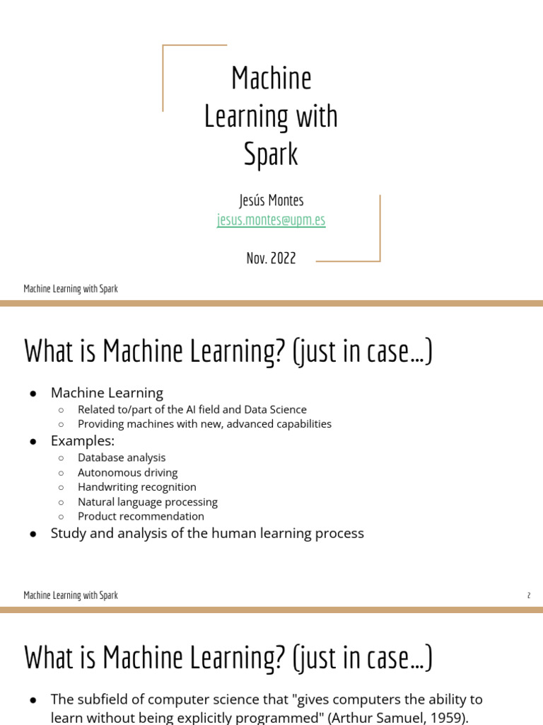 Machine Learning With Spark | PDF | Machine Learning | Apache Spark Machine Learning With Spark | PDF | Machine Learning | Apache Spark