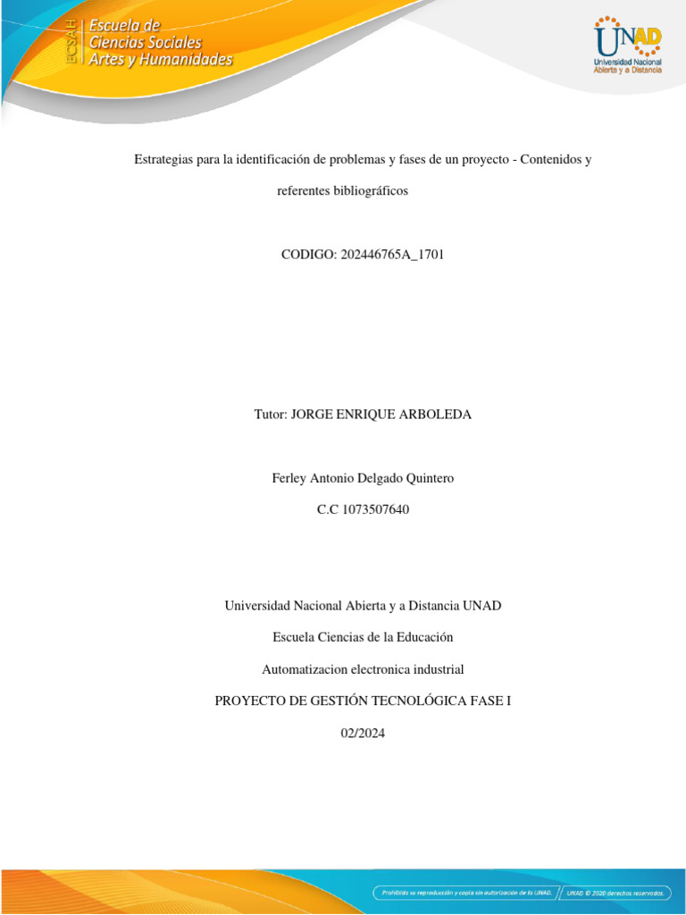 Grupo 1701 Fase 1 - 202446765A Ferley Delgado | PDF | Planificación | Informática