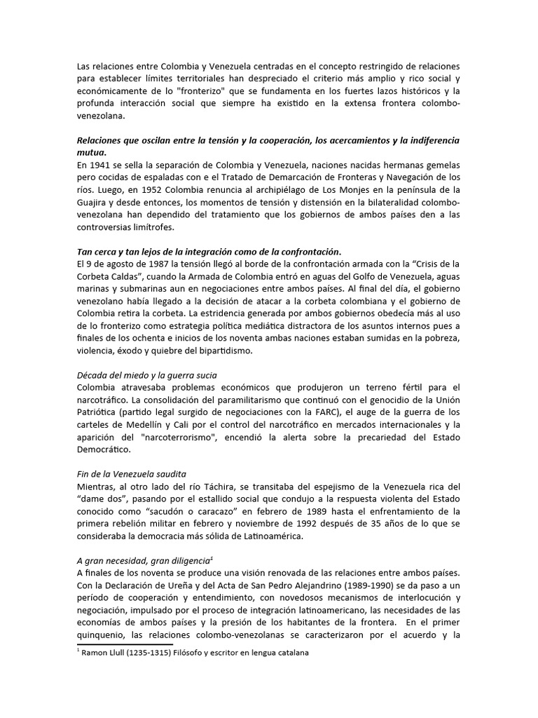 Frontera Colombo-Venezolana: Historia y Futuro | PDF | Venezuela | Colombia