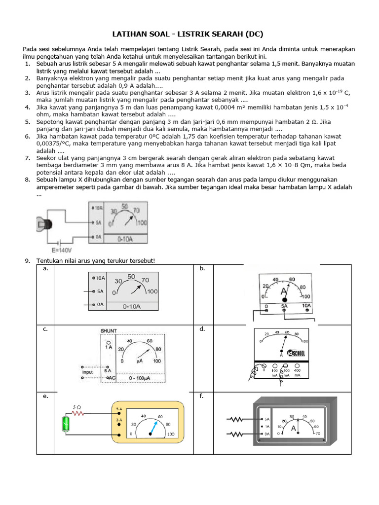 Bab 1 - 12 - 1 - 2023 - 2024 - SOAL LATIHAN - LISTRIK SEARAH | PDF