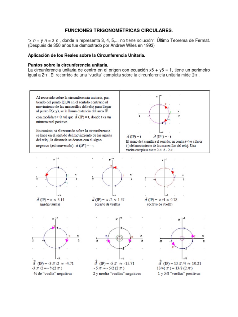 Funciones Trigonométricas Circulares Trigonometría Funciones